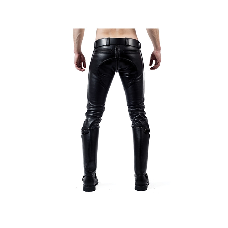 Mister B Leather Indicator Jeans Black Stitching-Piping